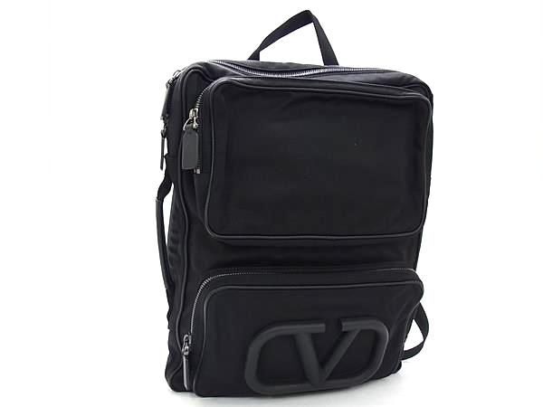 VALENTINO GARAVANI ヴァレンティノ ガラヴァーニ ショルダーバッグ Supervee VLTN バックパック VY2B0A53DZK ブラック テキスタイル × レザー メンズ 美品【本物保証】