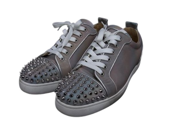 Christian Louboutin クリスチャンルブタン スニーカー ルイス ジュニア スパイク オルラト - グレー系 マルチカラー ナイロン系 ラバー レザー メンズ ローカット スパイクスタッズ 参考サイズ27cm【本物保証】