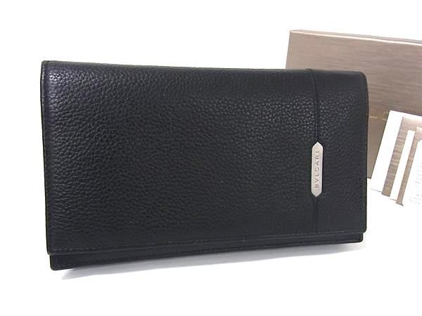 BVLGARI ブルガリ 財布 オクト 284708 ブラック レザー メンズ 二つ折り 長財布 美品【本物保証】