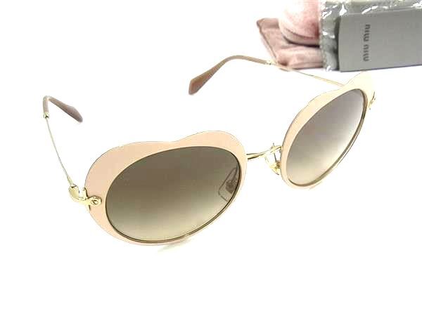 miumiu ミュウミュウ アイウェア ハート サングラス SMU54R ピンクベージュ系 ゴールド メタル プラスチック レディース 超美品【本物保証】
