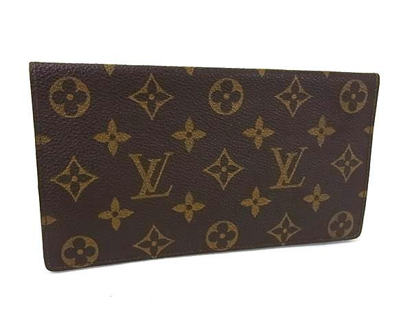 LOUIS VUITTON ルイヴィトン 長財布 モノグラム ポルト シェキエ ダブル M62223 ブラウン PVC レザー ユニセックス 二つ折り【本物保証】