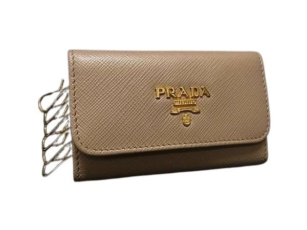 PRADA プラダ キーケース 1PG222 ブラウン サフィアーノレザー ユニセックス 6連 ゴールド金具 美品【本物保証】