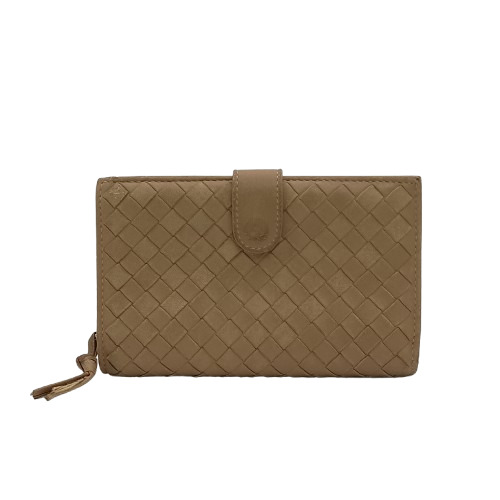 BOTTEGA VENETA ボッテガヴェネタ 財布 イントレチャート 二つ折り財布 121060 ベージュ系 レザー ユニセックス【本物保証】