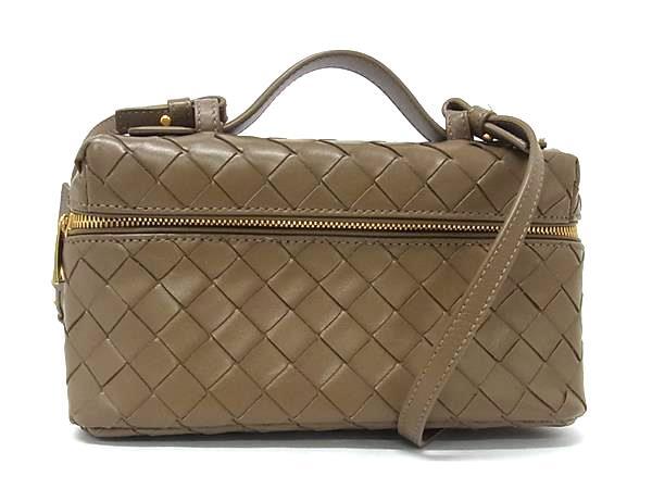 BOTTEGA VENETA ボッテガヴェネタ バニティーケース バン バン 789109 ライムストーン レザー ユニセックス 2WAY イントレチャート 美品【本物保証】