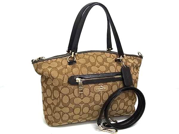 COACH コーチ ハンドバッグ シグネチャー 36311 ベージュ ブラウン キャンバス×レザー レディース 2WAY【本物保証】