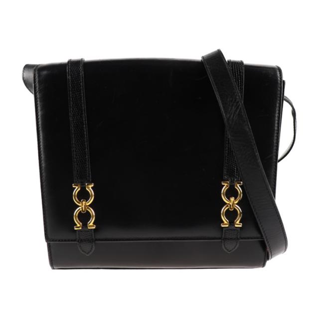 Salvatore Ferragamo サルヴァトーレ フェラガモ ガンチーニ L 21 5191 ショルダーバッグ レザー ブラック【本物保証】