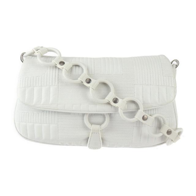 BALLY バリー ワンショルダーバッグ - ショルダーバッグ レザー ホワイト系 ステッチ キルティング チェーン フラップ【本物保証】