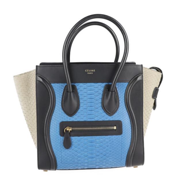 CELINE セリーヌ マイクロショッパー ラゲージ 167794 トートバッグ パイソン レザー ブラック エキゾチックレザー【本物保証】
