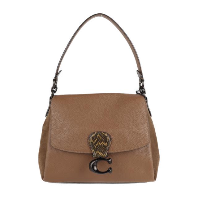 新品未使用展示品 COACH コーチ ブティックライン 4612 ハンドバッグ レザー スウェード パイソン ブラウン 2WAY ショルダー フラップ【本物保証】