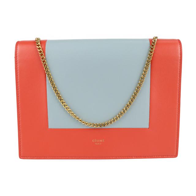 超美品 CELINE セリーヌ フレーム イブニング チェーンウォレット 107773 クラッチバッグ レザー POPPY レッド系 2WAY チェーンショルダーバッグ 斜め掛け 肩掛け【本物保証】