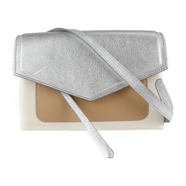 美品 GIVENCHY ジバンシィ デュエット BB500VB01C ショルダーバッグ レザー シルバー フラップ【本物保証】