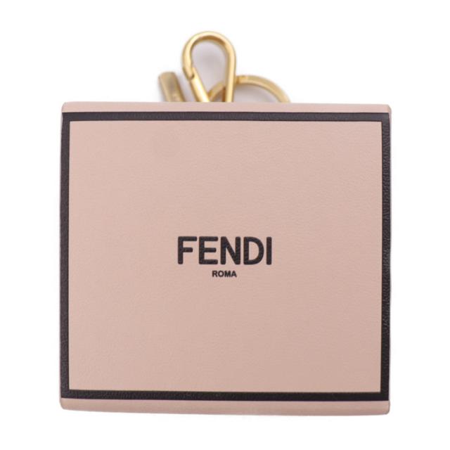 新古未使用展示品 FENDI フェンディ MINIBOX CHARM ミニボックス 7AR917 キーホルダー レザー ローズ バッグチャーム キーリング【本物保証】