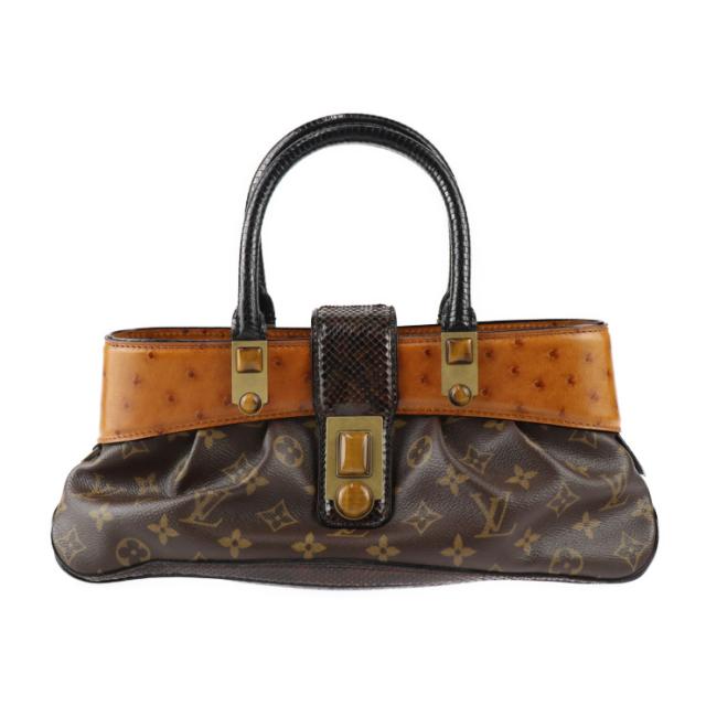 美品 LOUIS VUITTON ルイ ヴィトン ドーラ モノグラムワルツ M95089 ハンドバッグ PVC オーストリッチ×パイソン×リザード×レザー ブラウン エキゾチックレザー ビトン【本物保証】