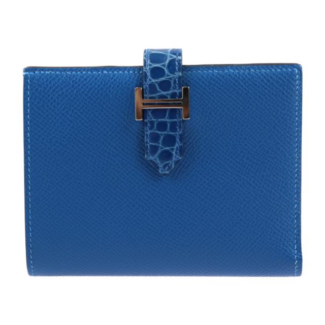 超美品 HERMES エルメス ベアン コンパクト タッチ - 二つ折り財布 ヴォーエプソン アリゲーター ミコノス Z刻印 クロコダイル【本物保証】