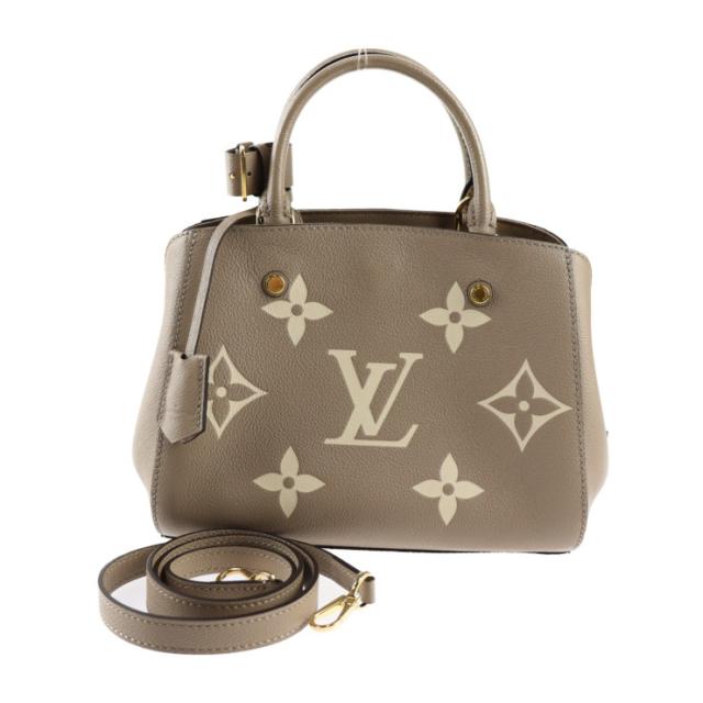 美品 LOUIS VUITTON ルイ ヴィトン モンテーニュBB ジャイアント モノグラム アンプラント M45489 ハンドバッグ レザー トゥルトレール ベージュ系 2WAY ショルダーバッグ ビトン【本物保証】