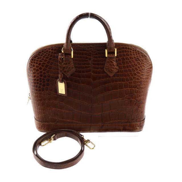 LOUIS VUITTON ルイ ヴィトン アルマ N90002 ハンドバッグ アリゲーターマット CAMEL キャメル クロコ エキゾチックレザー ブラウン 2WAY【本物保証】