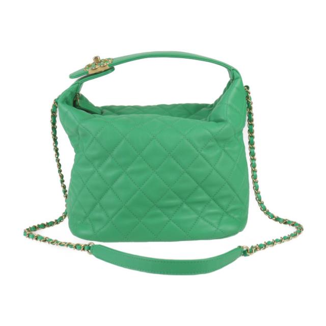 美品 CHANEL シャネル ホーボーバッグ 23 マトラッセ AS1747 ハンドバッグ ラムスキン グリーン 2WAY ショルダーバッグ ココマーク【本物保証】