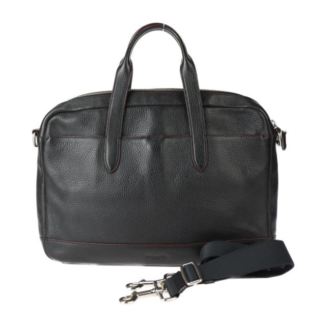 美品 COACH コーチ ブリーフケース HAMILTON ハミルトン F11319 ビジネスバッグ ペプルドレザー ブラック 2WAY ショルダーバッグ【本物保証】