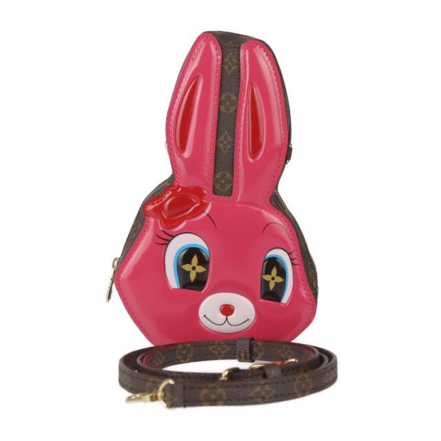 超美品 LOUIS VUITTON ルイ ヴィトン ウォレット オン チェーン アニモグラム M11452 ショルダーバッグ モノグラムキャンバス シャイニーカーフレザー ブラウン うさぎ ラビット ポシェット ビトン【本物保証】