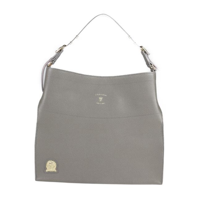 超美品 ADMJ エーディーエムジェイ ショルダーバッグ ハンドバッグ ポーチ付き レザー グレージュ系 ゴールド金具【本物保証】