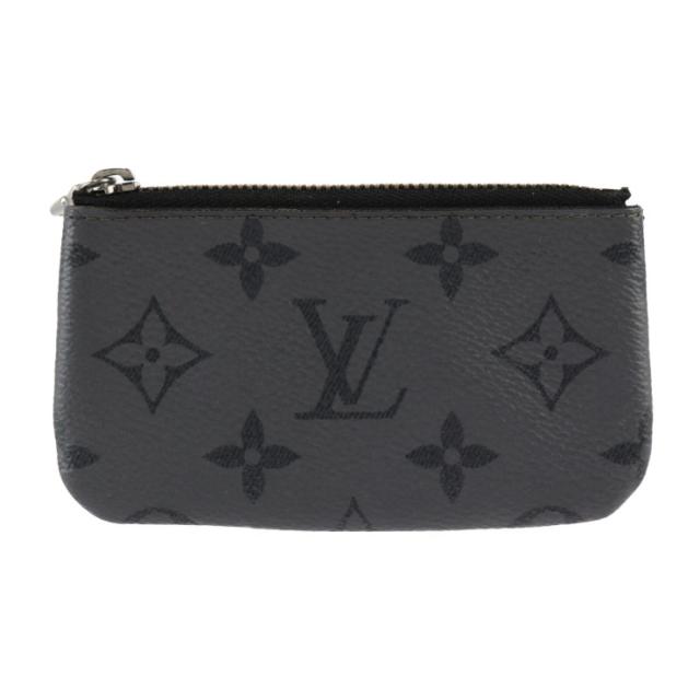 美品 LOUIS VUITTON ルイ ヴィトン ポシェット クレ モノグラム エクリプス ケース M80905 PVC レザー ブラック グレー シルバー金具 小銭入れ ビトン リバース【本物保証】
