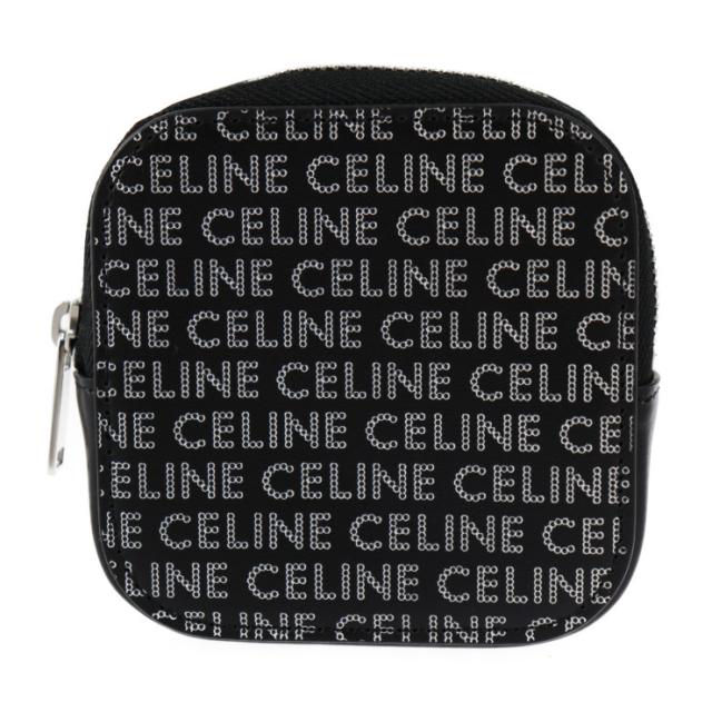 超美品 CELINE セリーヌ 小銭入れ - ケース レザー ブラック シルバー ラウンドファスナー マルチケ【本物保証】