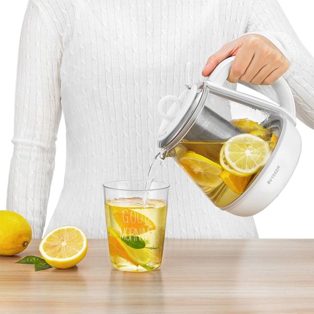 BUYDEEM バイディーム 薬膳ティーポット 1.0L 薬膳茶 漢方茶 ハーブティー 煮出し 保温 電気ポット ガラス 電気ケトル