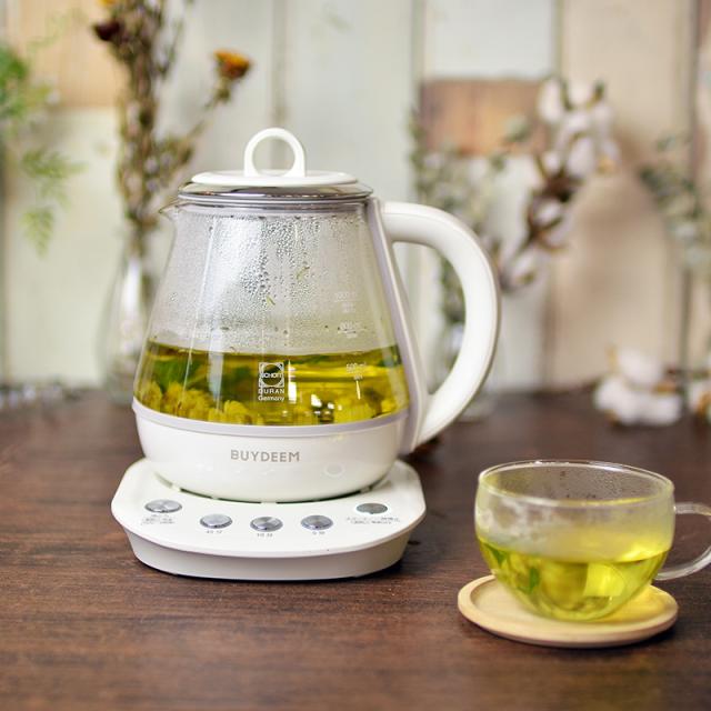 BUYDEEM バイディーム 薬膳ティーポット 1.0L 薬膳茶 漢方茶 ハーブティー 煮出し 保温 電気ポット ガラス 電気ケトル