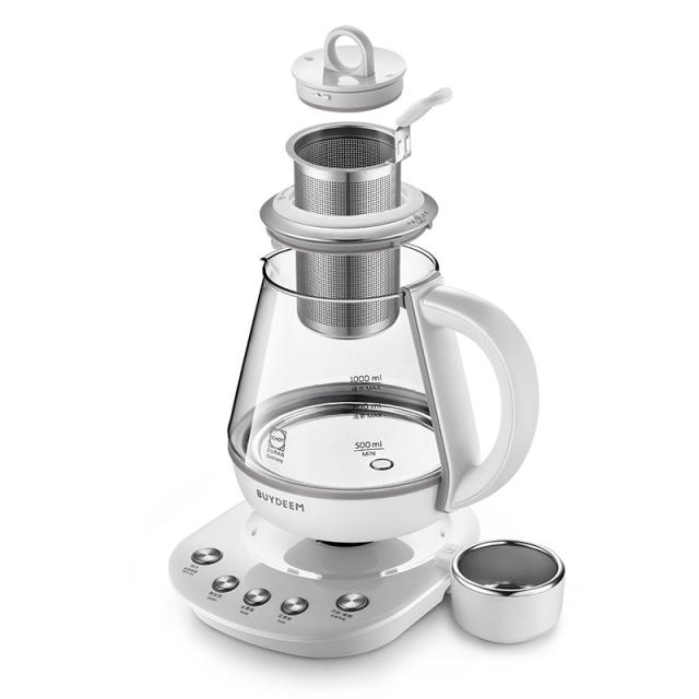 BUYDEEM バイディーム 薬膳ティーポット 1.0L 薬膳茶 漢方茶 ハーブティー 煮出し 保温 電気ポット ガラス 電気ケトル