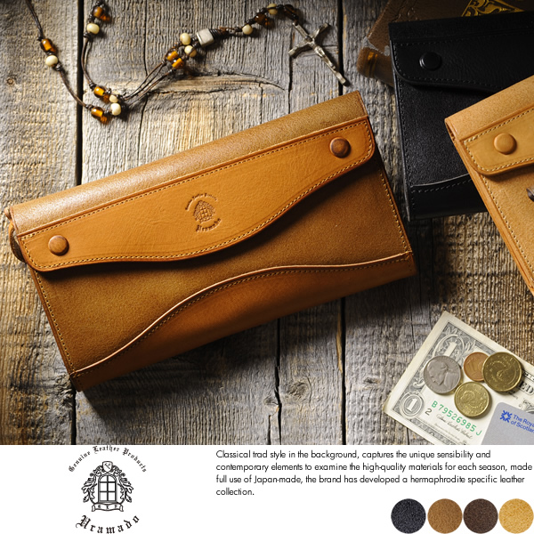 Uramado スナップ付き長財布 Roll Wallet  男性用 メンズ 長財布 小銭入れあり 日本製 革 本革 イタリアンレザー ロールウォレット 大容量 プレゼント  【送料無料】