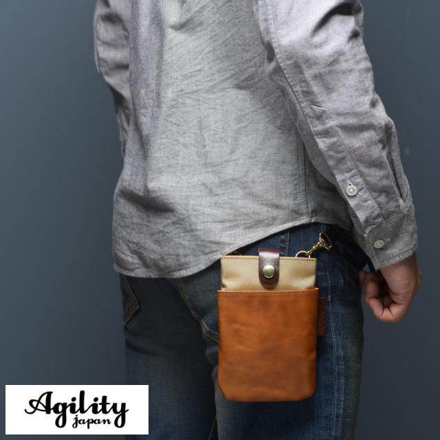 AGILITY メンズ 2wayシザーバッグ キップワックス ウォーク  ウエスト バッグ 革 小さい 小型 おしゃれ ウエストポーチ かっこいい ミニショルダーバッグ 日本製 ギフト プレゼント  【送料無料】