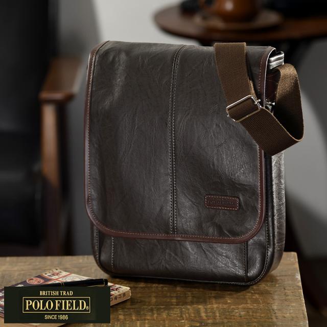 POLOFIELD フラップショルダーバッグ 縦型  日本製 斜めがけ 合皮 大人 普段使い 60代 カジュアル