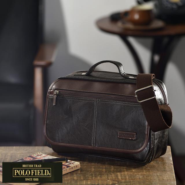 POLOFIELD ハンドル付きショルダーバッグ 横型  日本製 斜めがけ 合皮 大人 普段使い 60代 カジュアル