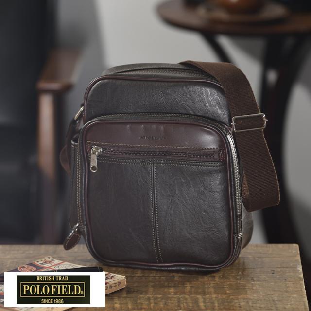 POLOFIELD ショルダーバッグ 縦型  日本製 斜めがけ 合皮 大人 普段使い 60代 カジュアル