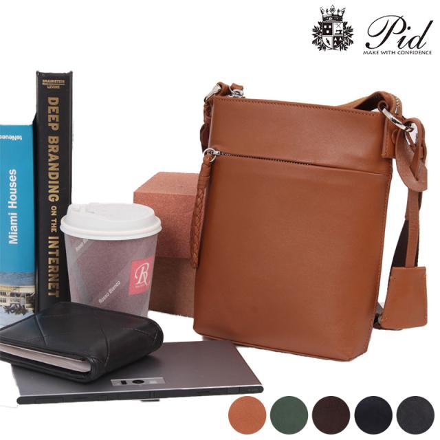 Pid 撥水レザー ミニショルダーバッグ ecrire  メンズ ショルダーバッグ 小さめ 本革 レザー コンパクト シンプル おしゃれ 男性 カジュアルバッグ  【送料無料】