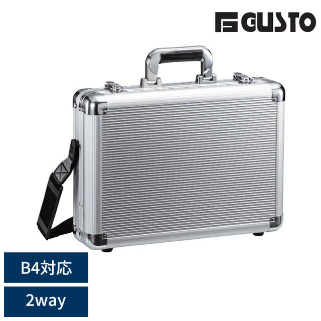 GUSTO アルミアタッシュケース B4対応サイズ  メンズ アタッシェケース アルミ 2way ショルダーベルト 鍵付き シンプル B4 ビジネスバッグ 自立 鞄 かばん バッグ 30代 40代 50代 60代  【送料無料】