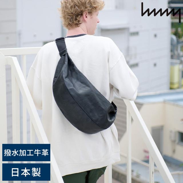 hmny casual バディーバッグ 撥水牛革 ショルダーバッグ 大きめ シンプル レザー 牛革 撥水 おしゃれ かっこいい ブラック ギフト プレゼント  【送料無料】