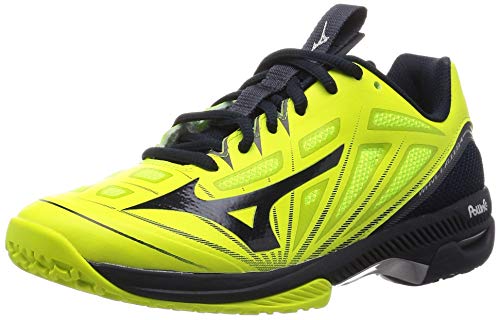 [ミズノ] テニスシューズ ウエーブエクシード 4 WIDE OC クレー・砂入り人工芝コート ゲームコート イエロー×ネイビー×シルバー 23.0 cm 3E
