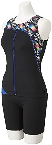 MIZUNO(ミズノ) フィットネス 水着 ジム用 レディース セパレーツ (3.5分丈) N2JG1840 91:ブラック×ブルー サイズ:S