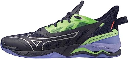 [ミズノ] ハンドボールシューズ ウエーブミラージュ 5 部活 屋内 幅広 インドア パープル×グリーン×シルバー 28.0 cm 2E