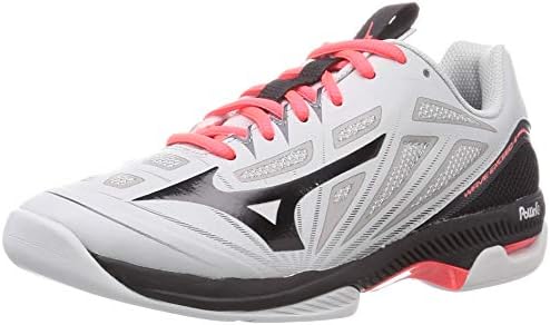 [ミズノ] テニスシューズ ウエーブエクシード 4 WIDE CS カーペットコート用 部活 軽量 ゲームコート ライトグレー/ブラック/コーラル 28.0 cm 3E