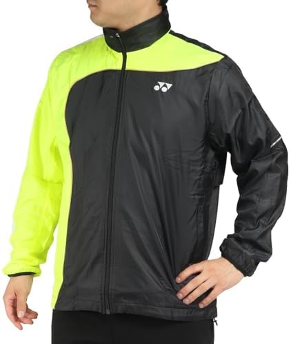 [ヨネックス] ジャケット 裏地付ウィンドウォーマーシャツ ブラック/アシッドイエロー (608) Sサイズ