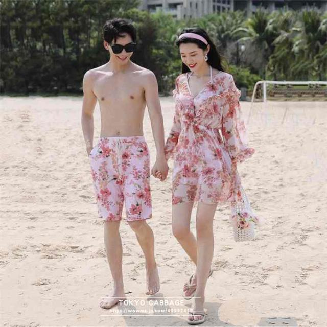 ペア水着  カップル水着　ペア水着　セット水着　メンズ　大人用　体型カバー　レディース水着　男性用　スイミング　短パン　水着ペア ペアルック カップル水着 レディース メンズ 海外旅行 　 新作水着　夏新作水着　家族お揃い　体型カバー 　新婚旅行 pa-230317-08