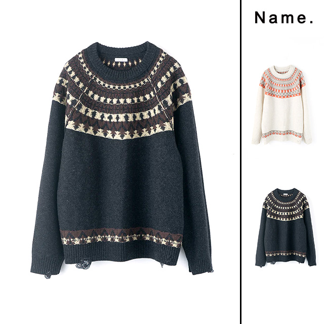 Name. ネーム ウールノルディック ニット セーター WOOL NORDIC KNIT SWEATER / INSIDE OUT PATTERN【2025 新作】