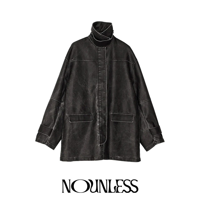 ナウンレス NOUNLESS クラッシュ フェイクレザー ジャケット CRASH FAKE LEATHER JACKET 【2024 新作】