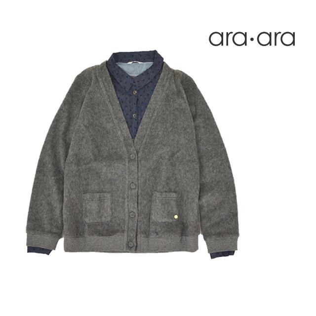 ara･ara/アラアラ フェイクレイヤードカーディガン レディース カーディガン グレー 長袖