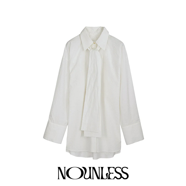 ナウンレス NOUNLESS ストライプ リボン タイ シャツ STRIPE RIBBON TIE SHIRTS 【2024 新作】