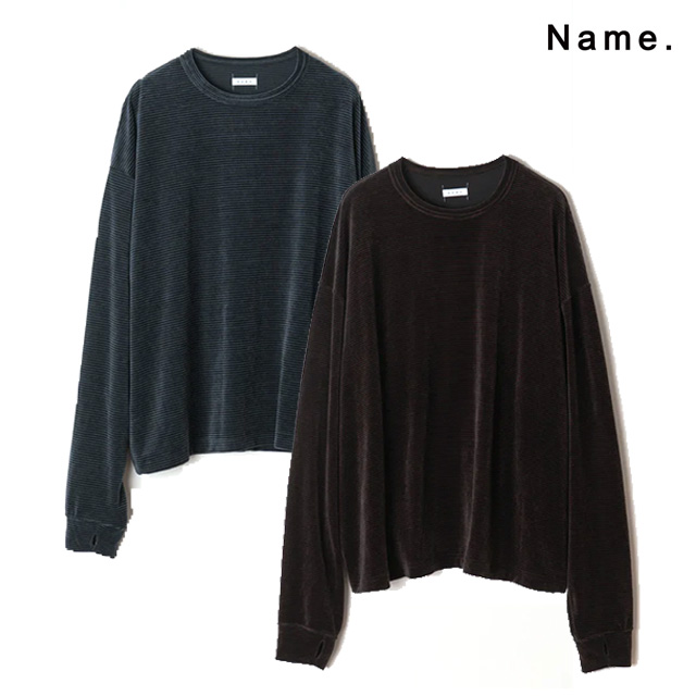 Name. ネーム VELOUR BORDER LONG SLEEVE TEE ベロア ボーダー ロング スリーブ T  【2024 新作】