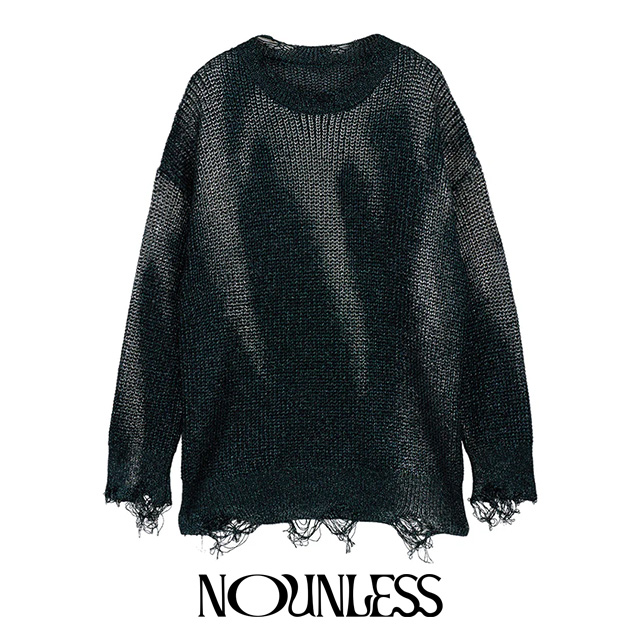 ナウンレス NOUNLESS シャイニー ホイル グランジ ニット SHINY FOIL GRUNGE KNIT 【2024 新作】