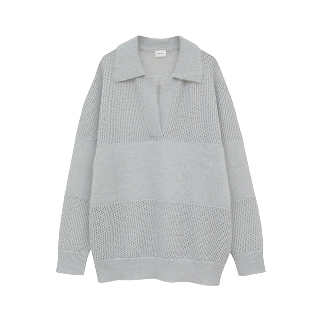 マノフ MANOF モヘア ポロニット MOHAIR POLO KNIT フロントスリット 長袖 【2025 新作】